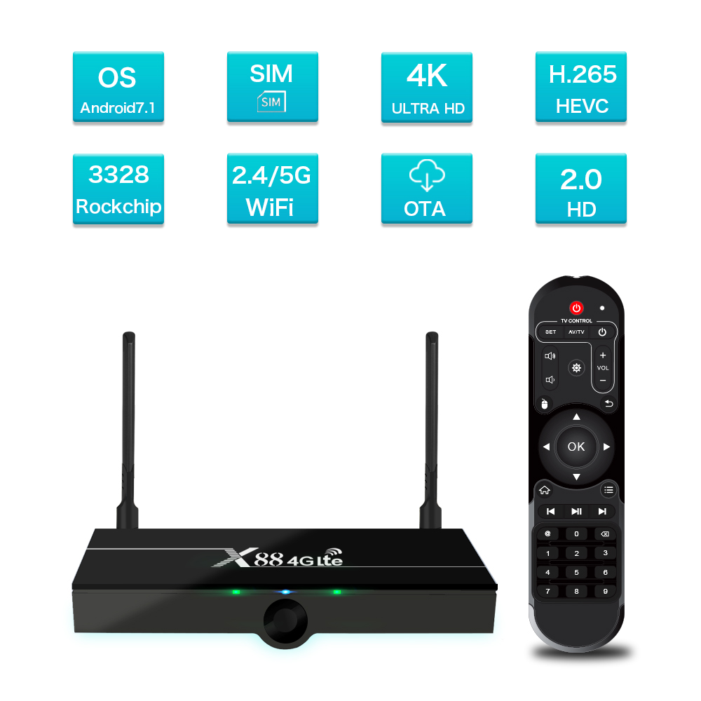 Wholesale X88 4G Lte TV Box Android 9.0 2GB RAM 16GB Google Voice ...