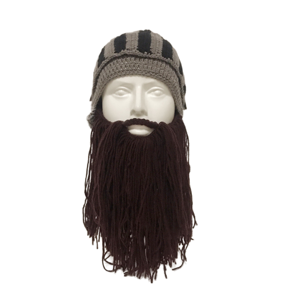 Wholesale Beard Knight Hat Helmet Design Hat Handmade Knit Winter Warm ...
