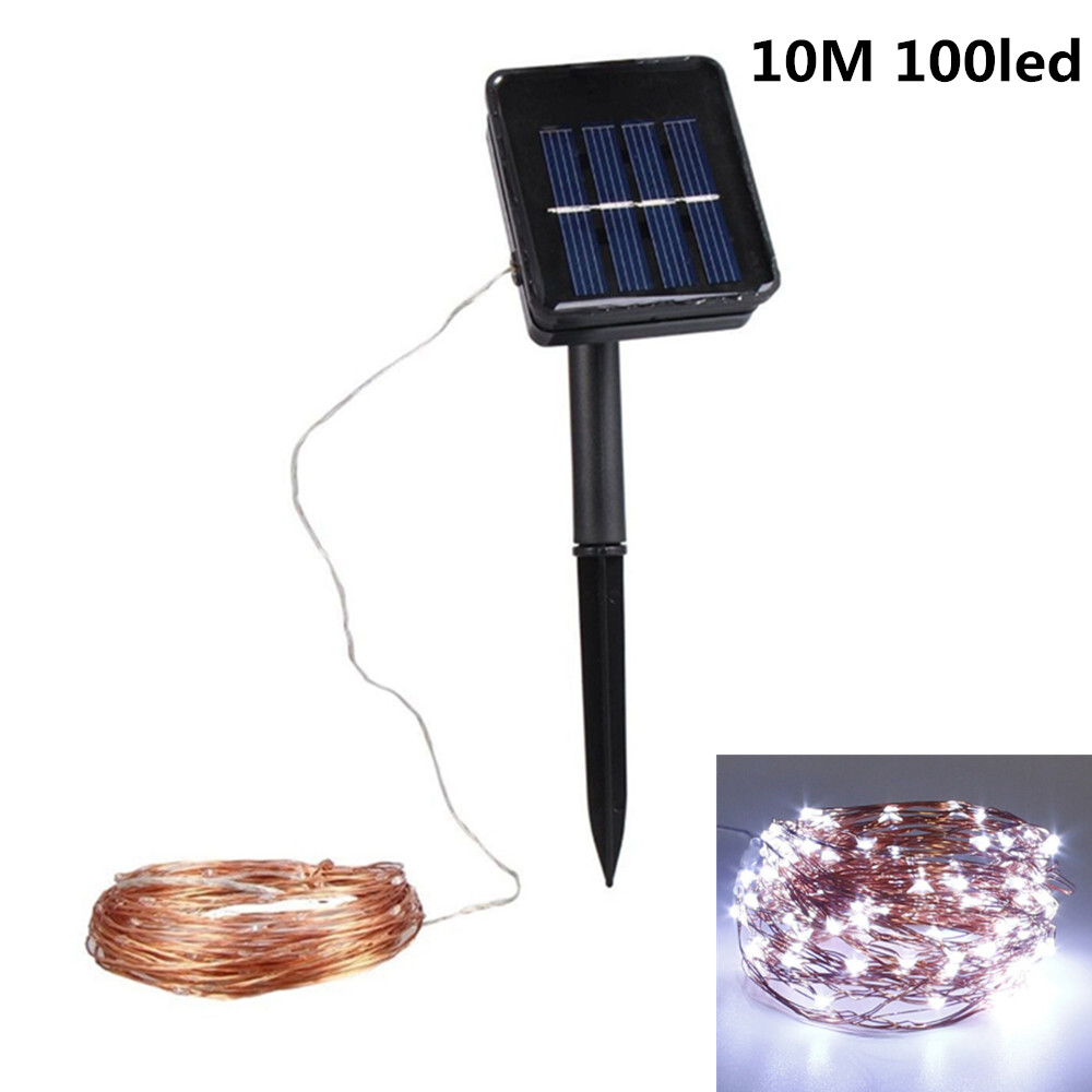 Wholesale 10M 100LED Outdoor Solar Powered Copper Wire String Light ...