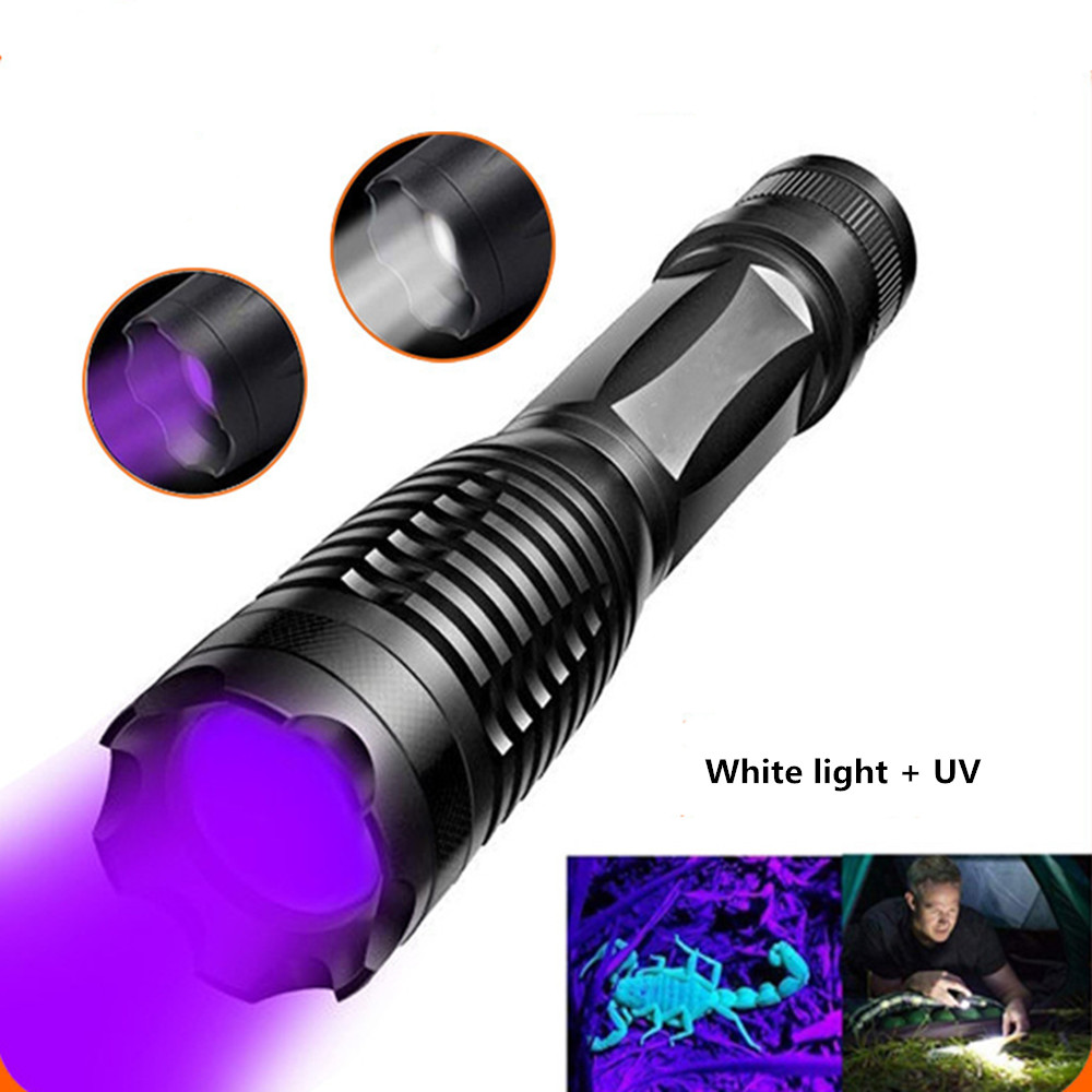 Wholesale LED T6 Double Light Source Remote Strong Light UV Flashlight ...