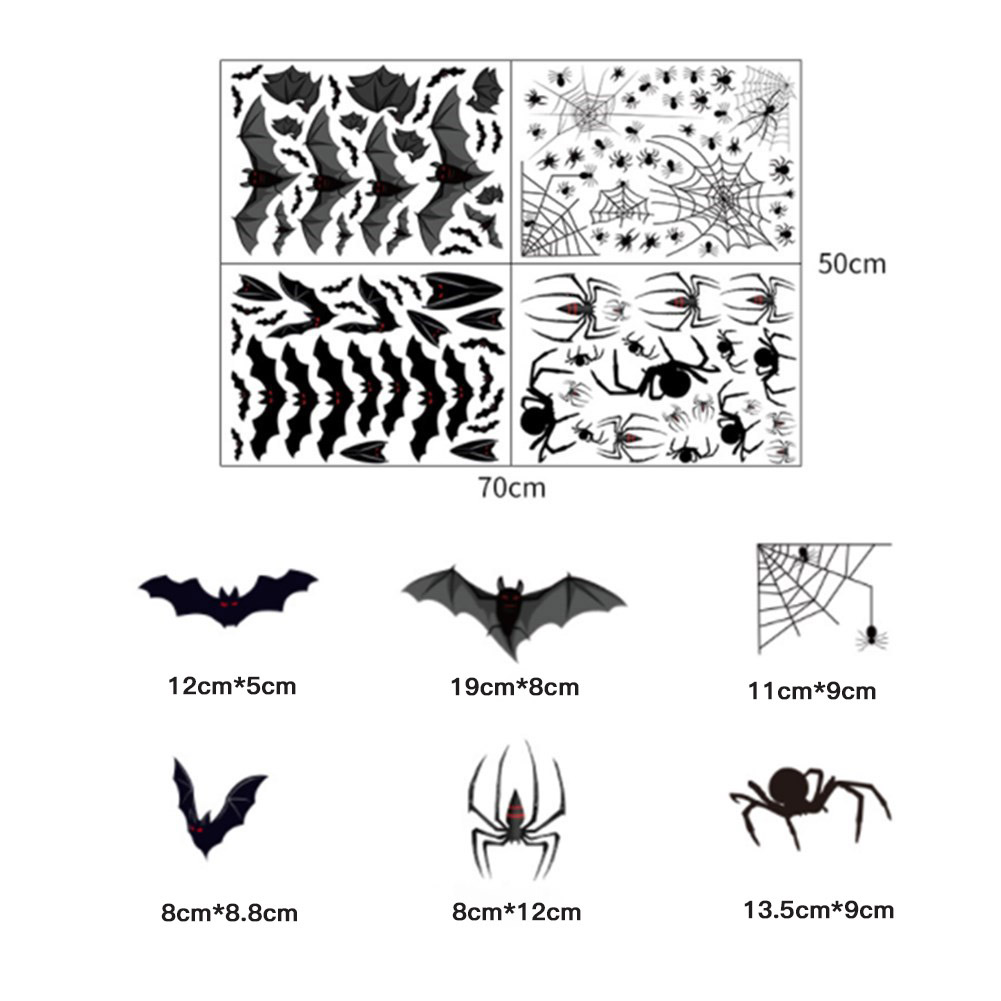 Wholesale Halloween Spider Bat Pattern Electrostatic Film Wall Stickers ...