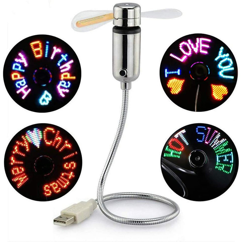 Wholesale Led Rgb Light Programmable Fan Soft Blades Flexible Gooseneck Diy Message Mini Usb Fan ...