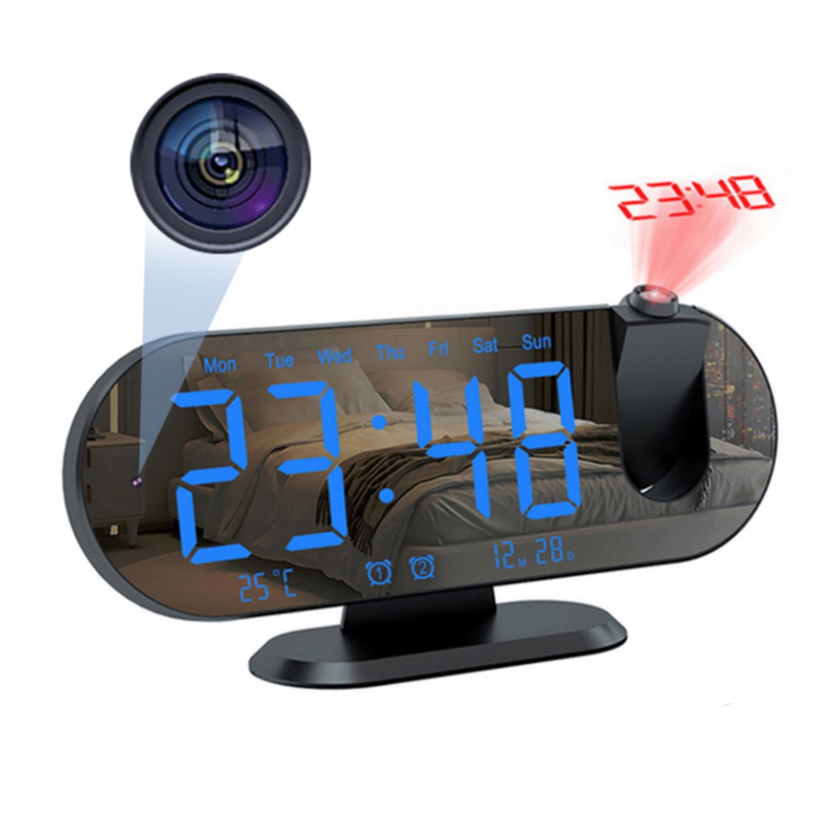 Wholesale 1080P Digital Projection Clock Wifi Camera Night Vision ...