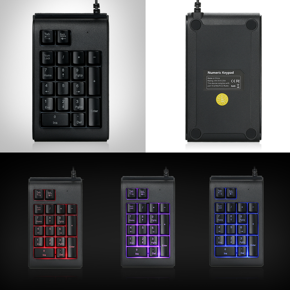 Wholesale Mini Keypad USB Wired 19 Keys with LED Backlight Waterproof ...