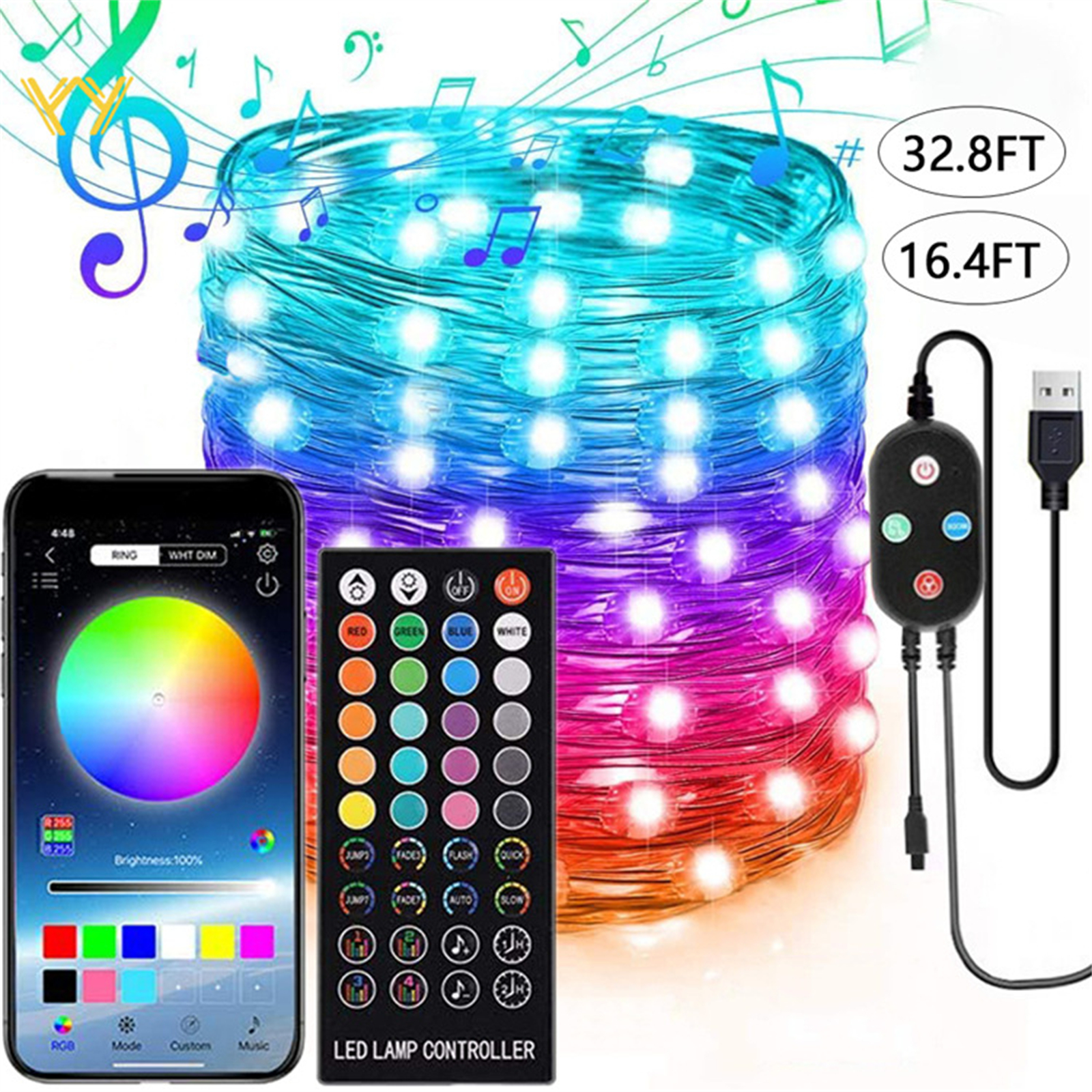 Wholesale Led String Lights USB Charging App Remote Control with Memory Function 10 Meters 100 ...
