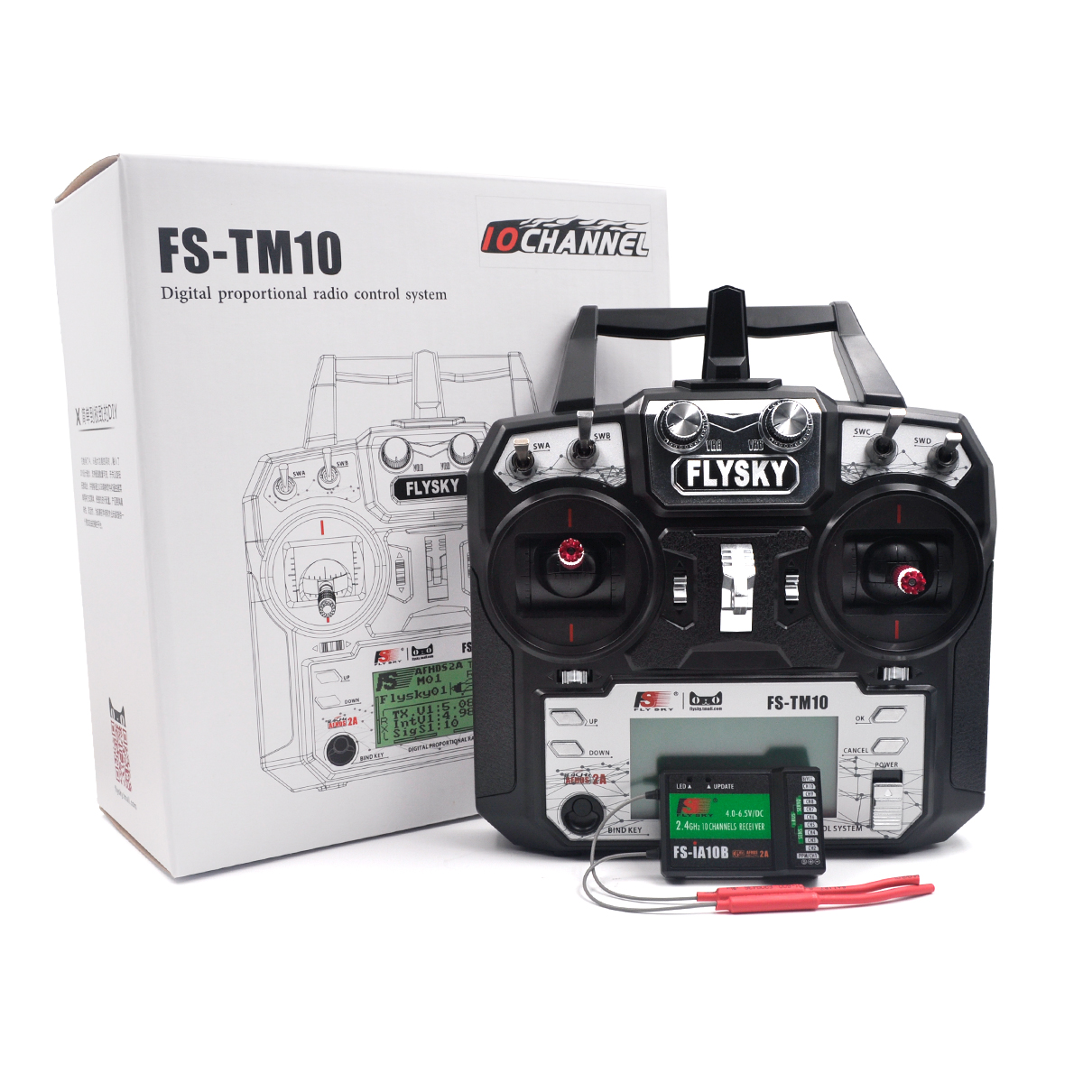 Wholesale Flysky FS-TM10 2.4G 10CH AFHDS RC Transmitter Black with FS IA10B /IA6B Receiver TM10 ...
