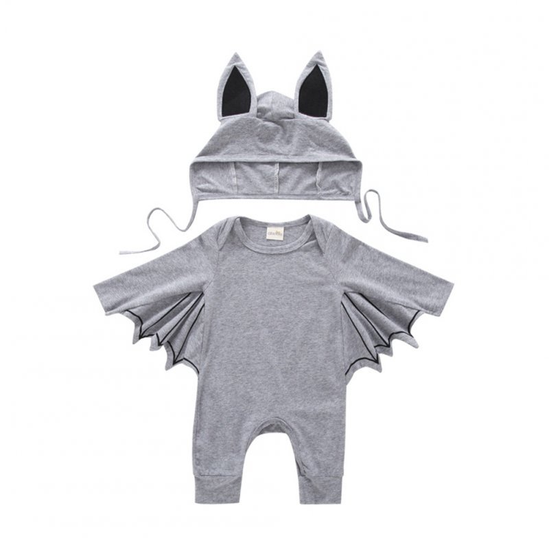 Wholesale Baby Infant Bat Shape Cartoon Romper + Cap Set Halloween Costume gray_100cm From China