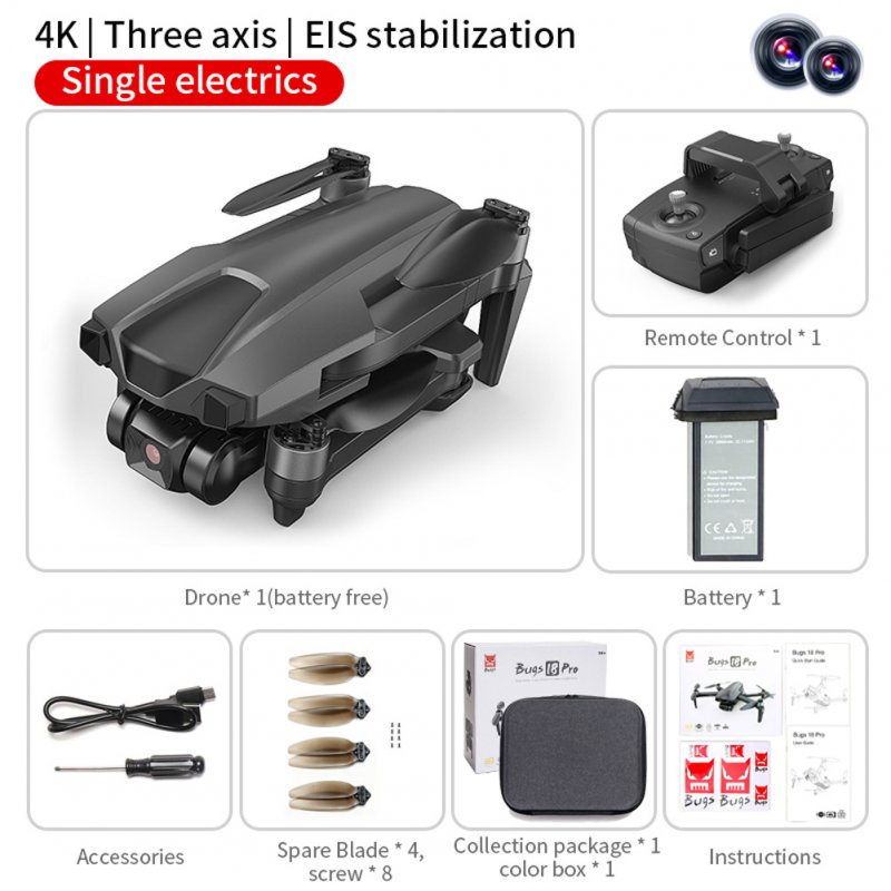 Wholesale Mjx Bugs B18 Pro RC Drone Gps 5G Wifi 3km Fpv with 4k Eis HD ...