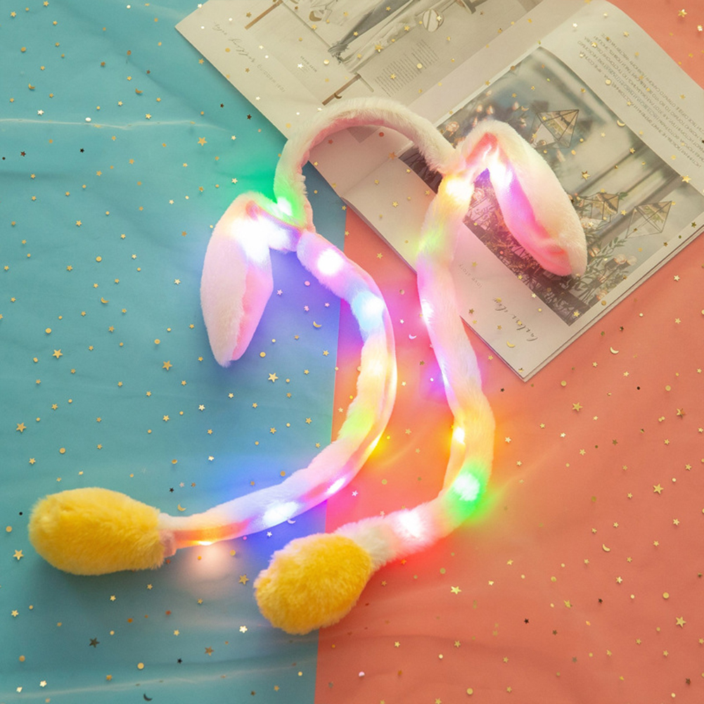 Wholesale Girl Women Cute Moving Luminescent Rabbit Ear Hair Hoop Plush ...