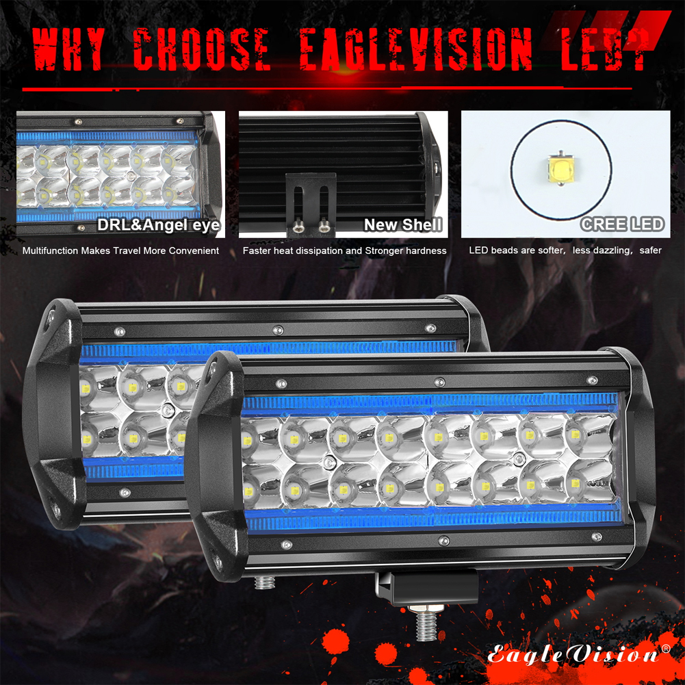 Wholesale 2PCS 7Inch LED Light Bar Marker Lights 240W 24000LM 3000K ...